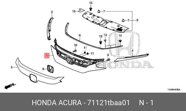 Honda CIVIC 16-19 GRILLE MOULDING - 71121-TBA-A01 | Spare Parts Shop ...