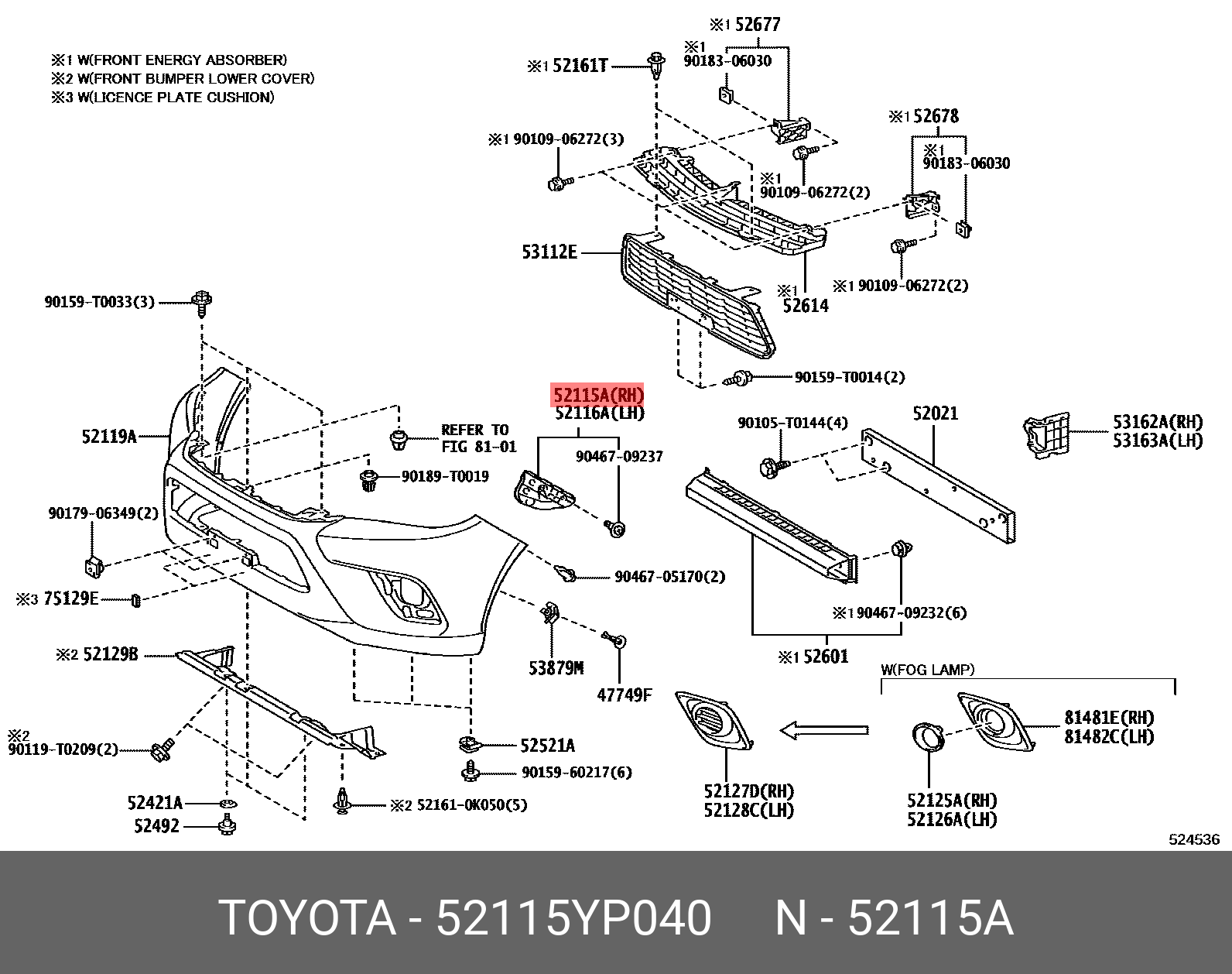 52115-YP040 GENUINE TOYOTA 52115YP040, HILUX 202108-, GUN125, SUPPORT ...