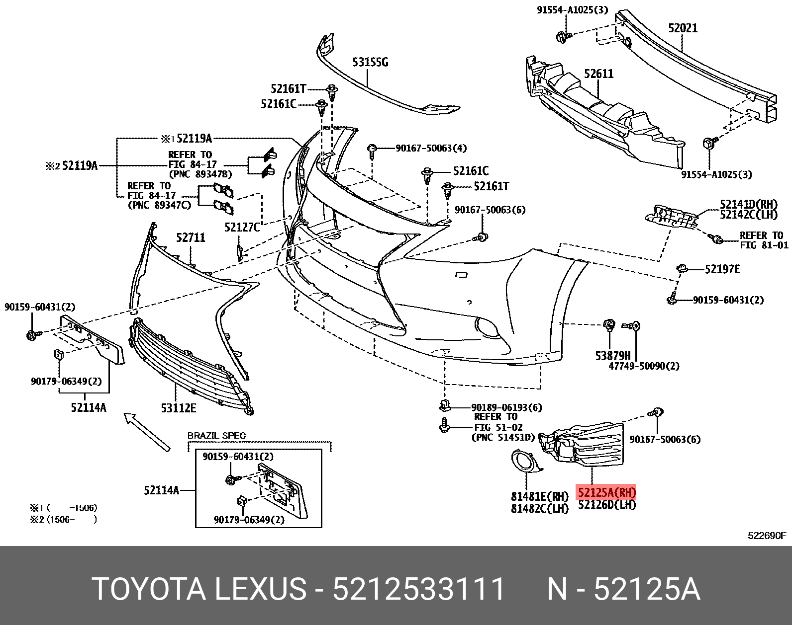 Lexus ES350 10-12 FOG LAMP BRACKET RH - 52125-33111 | Spare Parts Shop ...