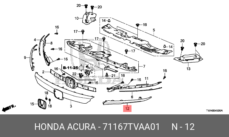 Honda HEAD LAMP MOULDING UPPER CHRM LH - 71167TVAA01 | Spare Parts Shop ...