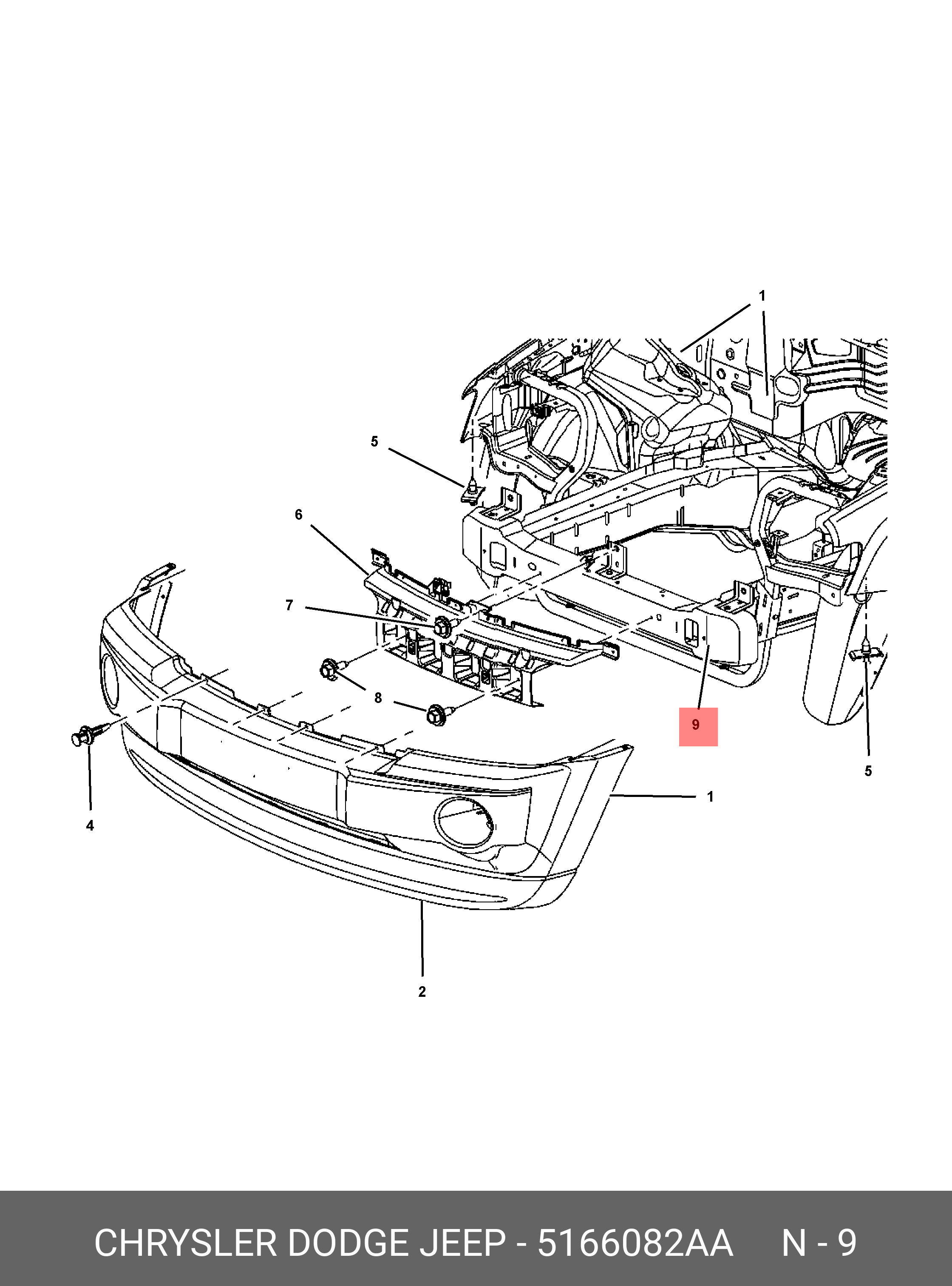 Jeep G CHEROKEE 05-10 BUMPER INFORCEMENT - 5166082AA | Spare Parts Shop ...