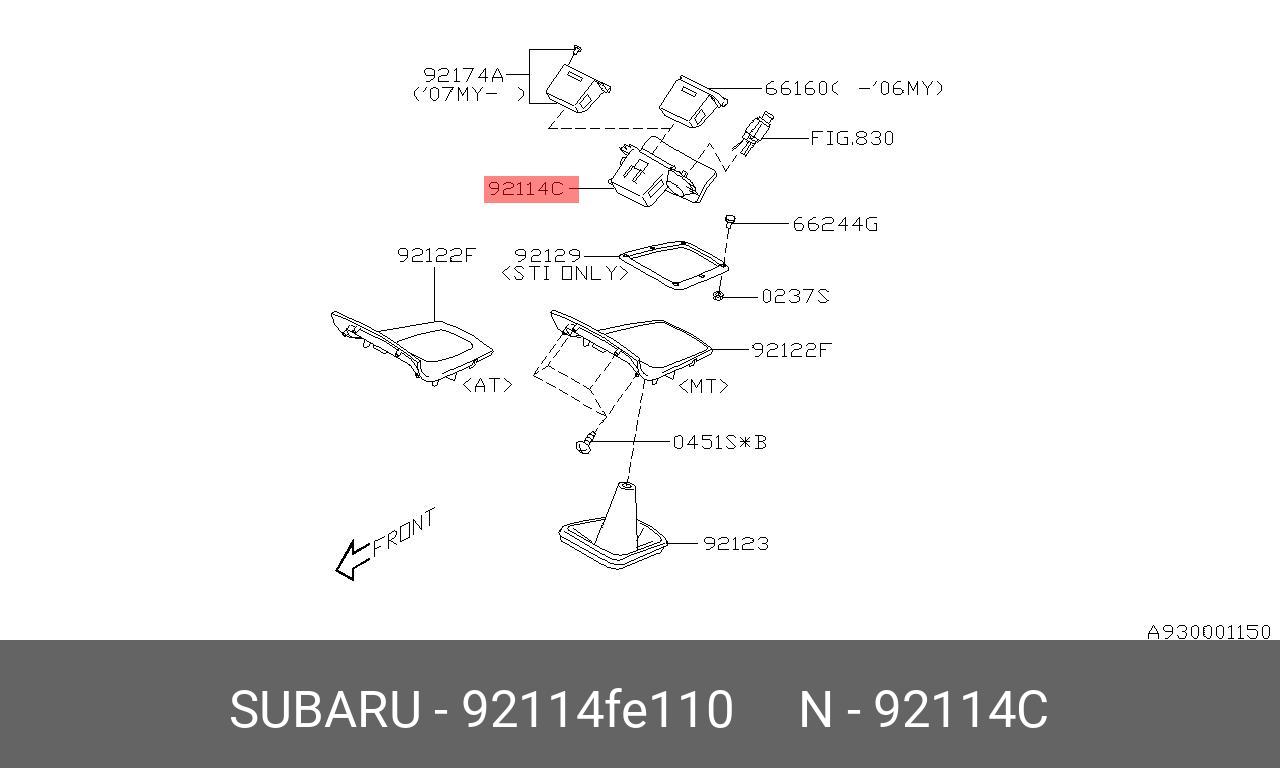 92114FE110 SUBARU LID ASSY ASH TRAY