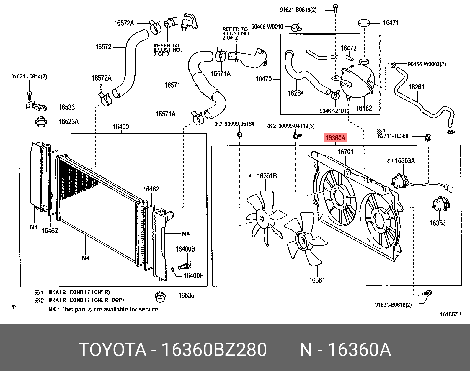 16360-BZ280 TOYOTA LEXUS FAN ASSY W/MOTOR