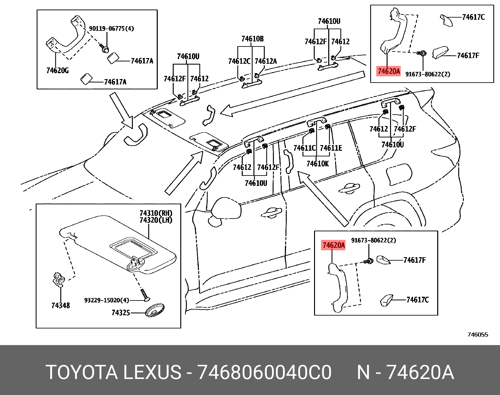 74680-60040-C0 GENUINE TOYOTA 7468060040C0, LAND CRUISER 202107 ...
