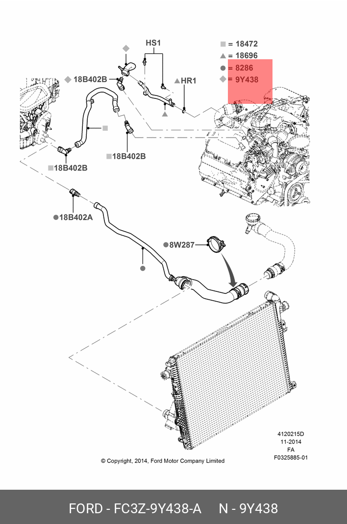 FC3Z-9Y438-A FORD HOSE ASY