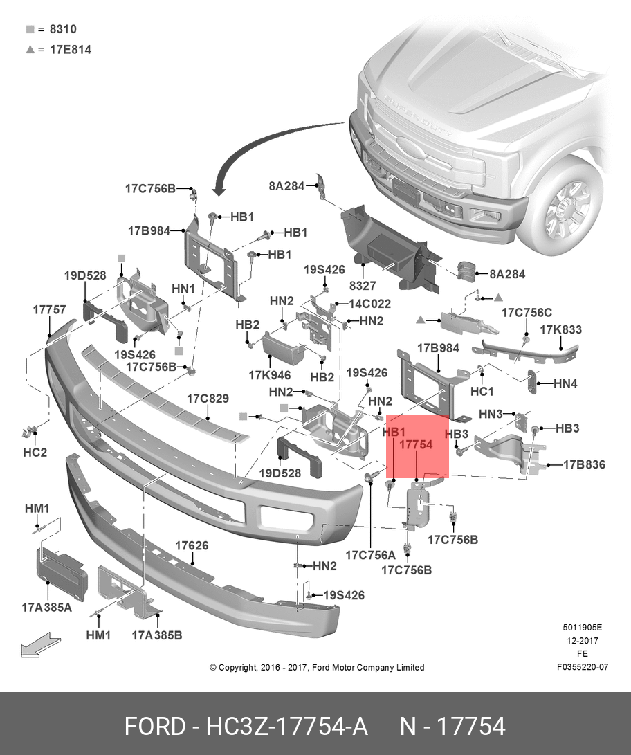 HC3Z-17754-A FORD BRACKET - BUMPER MOUNTING
