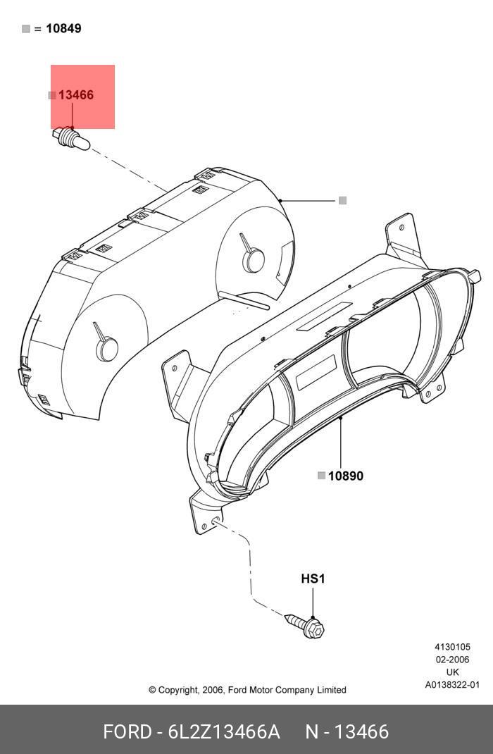 6L2Z-13466-A FORD BULB INSTRUMENT CLUSTER T5MM