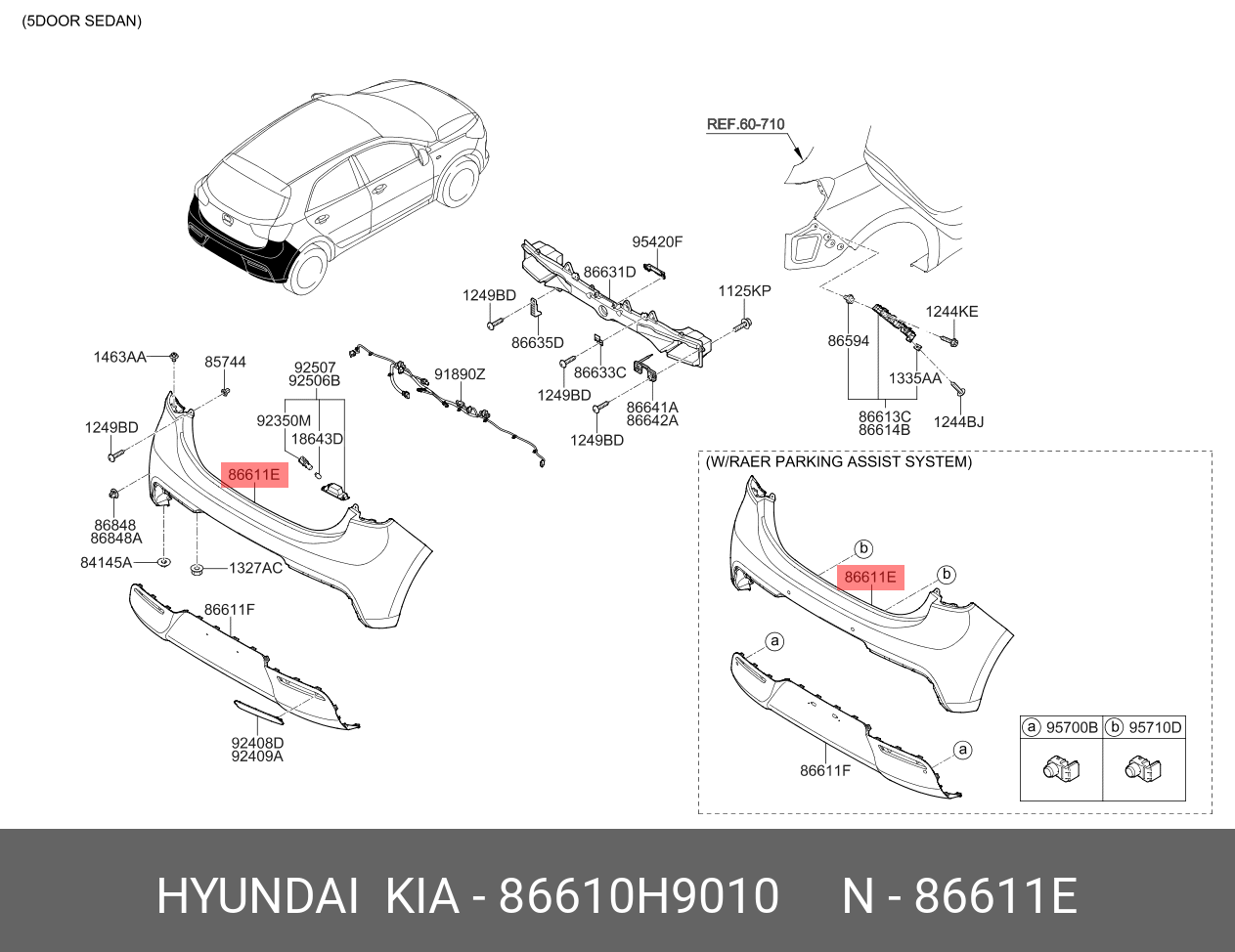 KIA RIO 18-19 BUMPER REAR H/B - 86610-H9010 | Spare Parts Shop ...