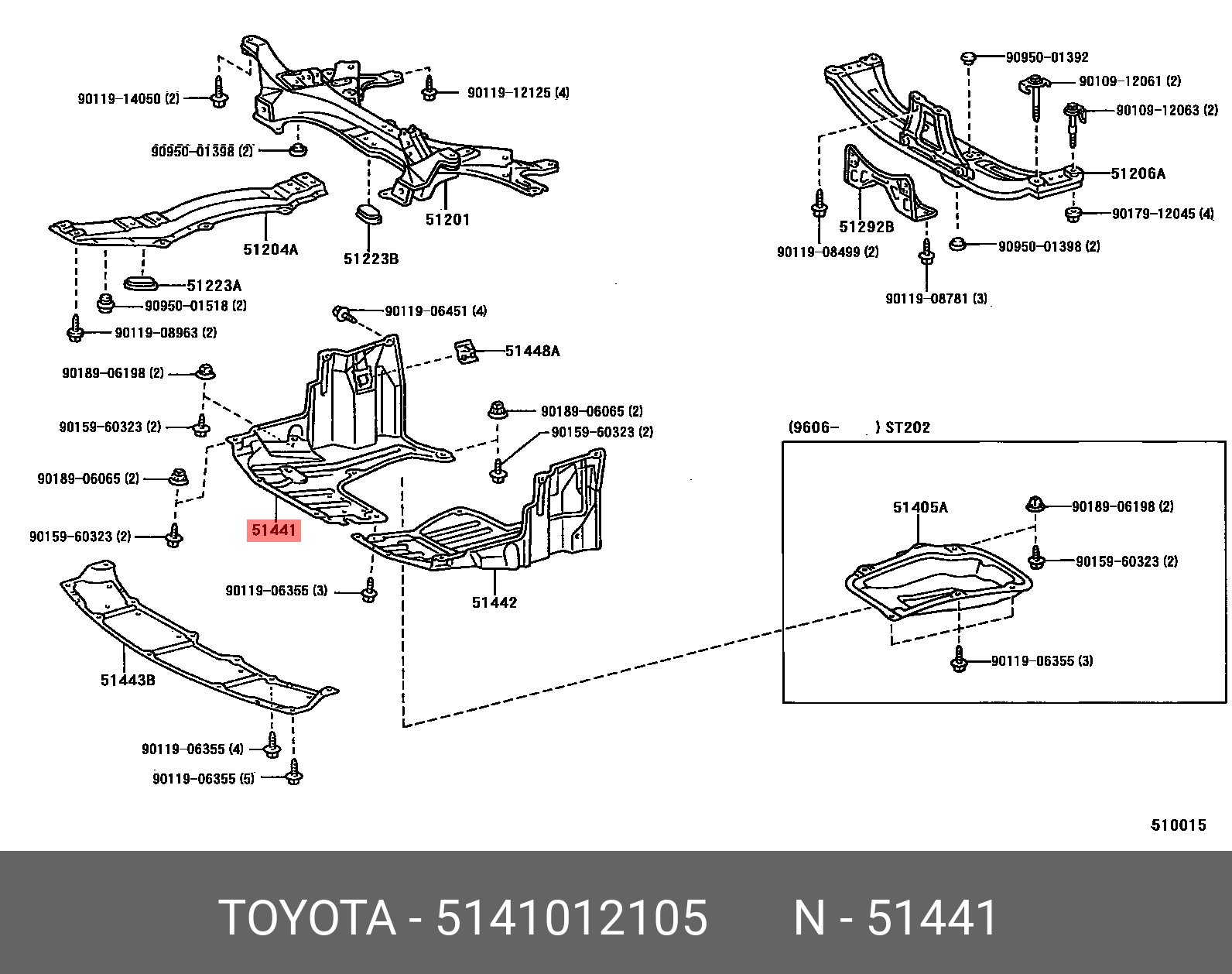 51410-12105 GENUINE TOYOTA PRIUS 200904 - 201511, COVER, ENGINE UNDER ...