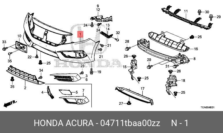 Honda CIVIC 16-19 BUMPER FRONT [2] - 04711-TBA-A00ZZ | Spare Parts Shop ...