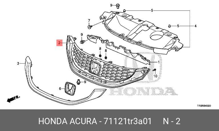 Honda CIVIC 14-15 GRILLE INNER [2] - 71121-TR3-A01 | Spare Parts Shop ...