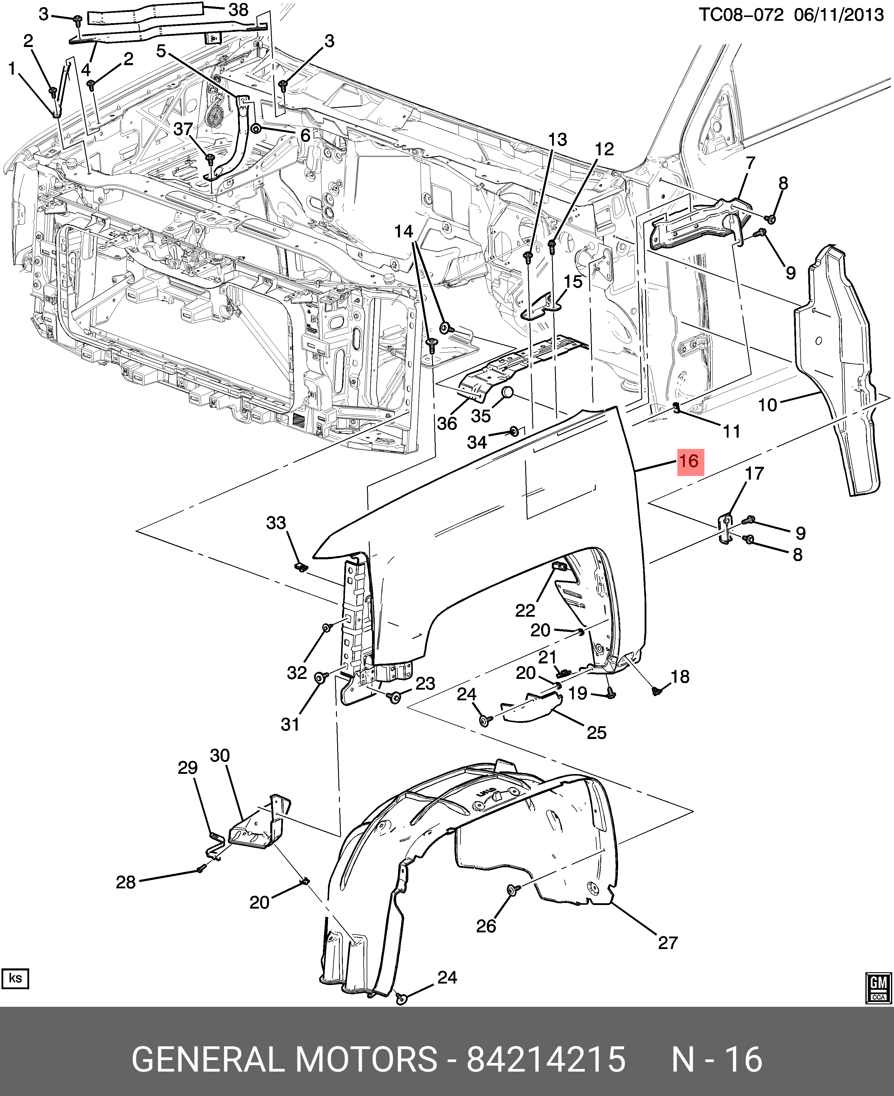 Chevrolet SILVERADO 14-18 FENDER RH - 84214215 | Spare Parts Shop ...
