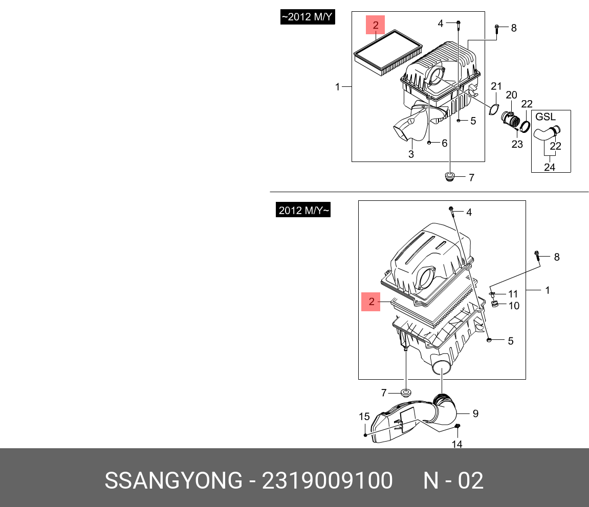 ФИЛЬТР ВОЗДУШНЫЙ SSANG YONG NEW ACTYON SPORTS (D20F/D20R), STAVIC II ...