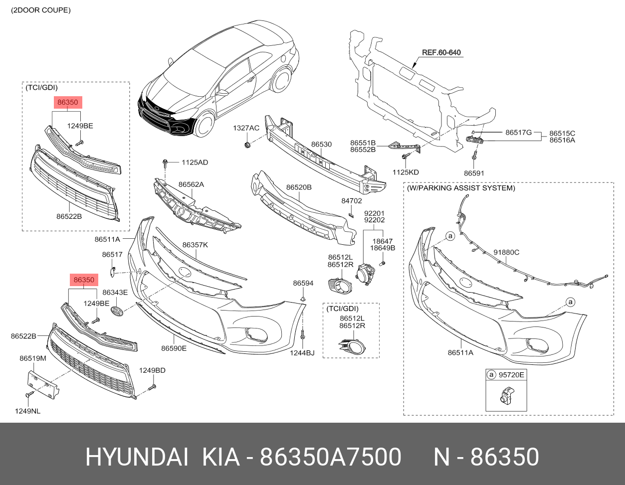 KIA CERATO 14-16 GRILLE CHRM BLACK (FORT) - 86350-A7500 | Spare Parts ...