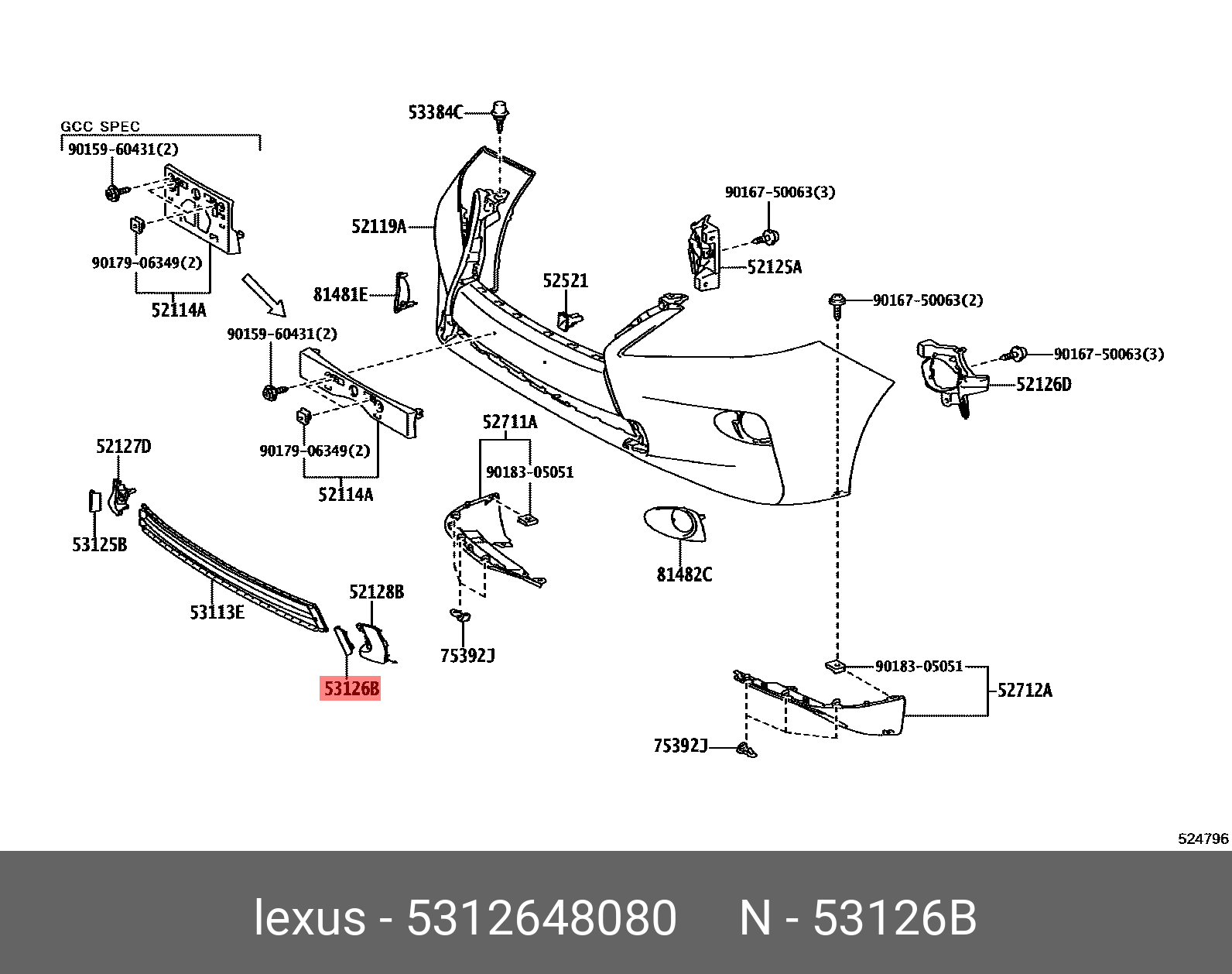 Lexus RX350 13-15 BUMPER MOULDING LH F SPORT - 53126-48080 | Spare ...
