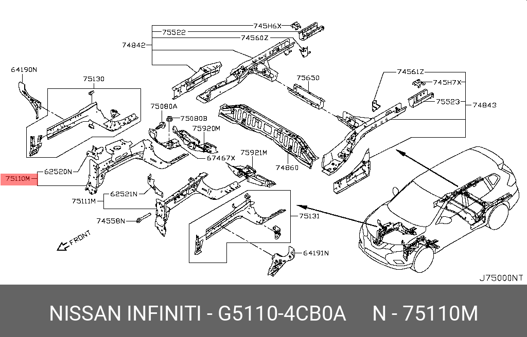 G5110-4CB0A NISSAN MBR ASSY-FR SID