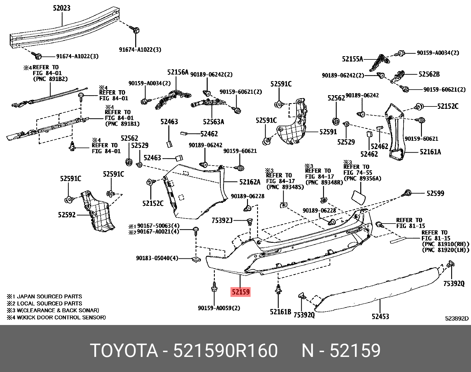 Toyota RAV4 19-20 BUMPER REAR - 52159-0R160 | Spare Parts Shop ...