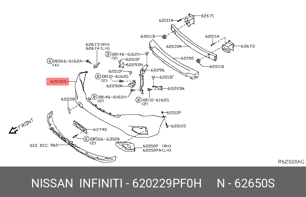 Nissan PATHFINDER 18-20 BUMPER FRONT 96015-9PF0A - 62022-9PF0H | Spare ...