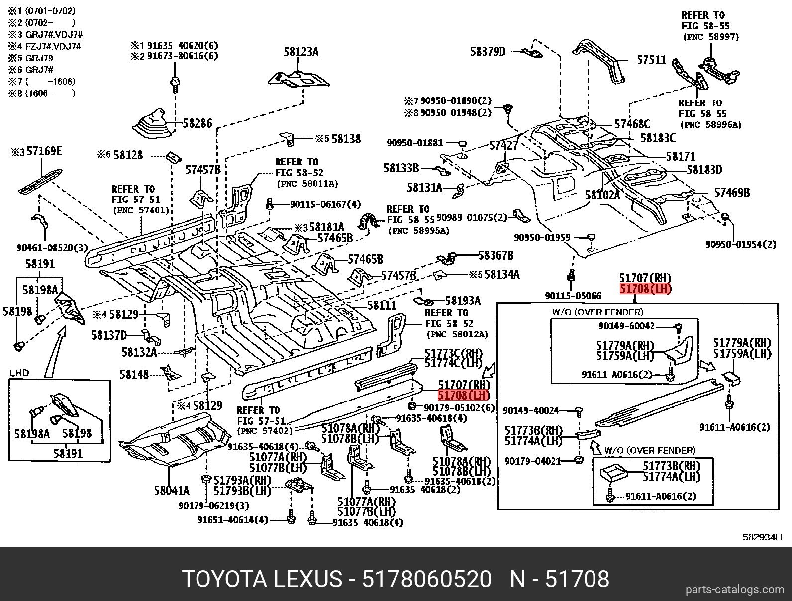 51780-60520 TOYOTA LEXUS STEP ASSY LH