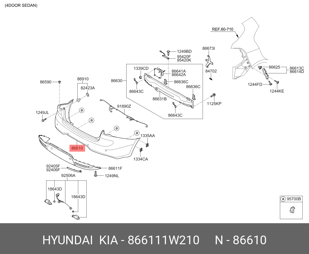 KIA RIO 12-17 BUMPER REAR(H/BACK) - 86611-1W210 | Spare Parts Shop ...
