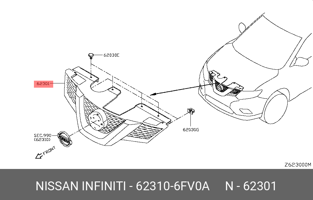 Nissan X-TRAIL 18-20 GRILLE [3] - 62310-6FV0A | Spare Parts Shop ...