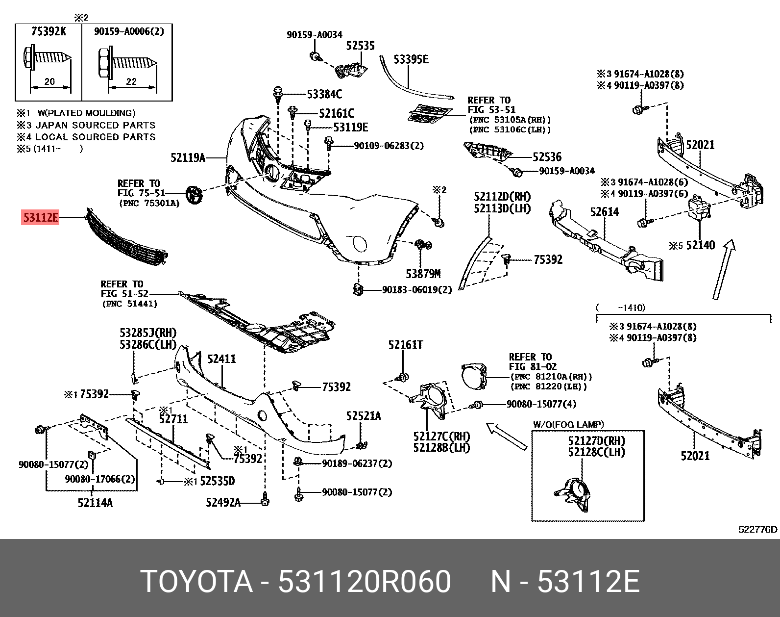 Toyota RAV4 16-19 BUMPER GRILLE UPPER NORMAL [2] - 53112-0R060 | Spare ...