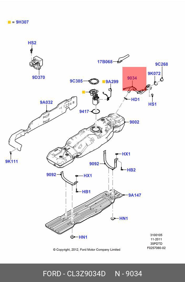 CL3Z-9034-D FORD PIPE - FUEL FILLER