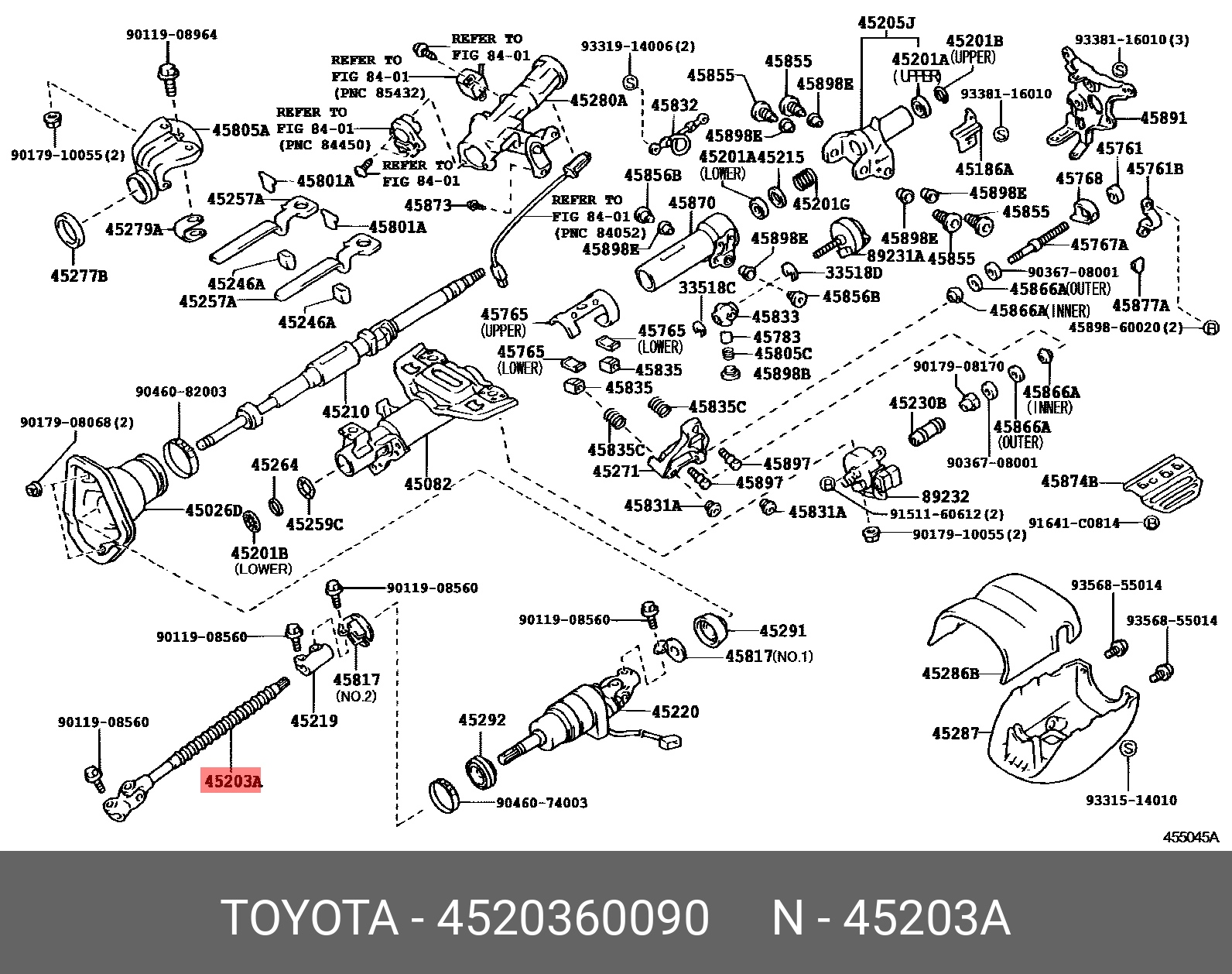 45203-60090 TOYOTA LEXUS SHAFT SUB-ASSY,