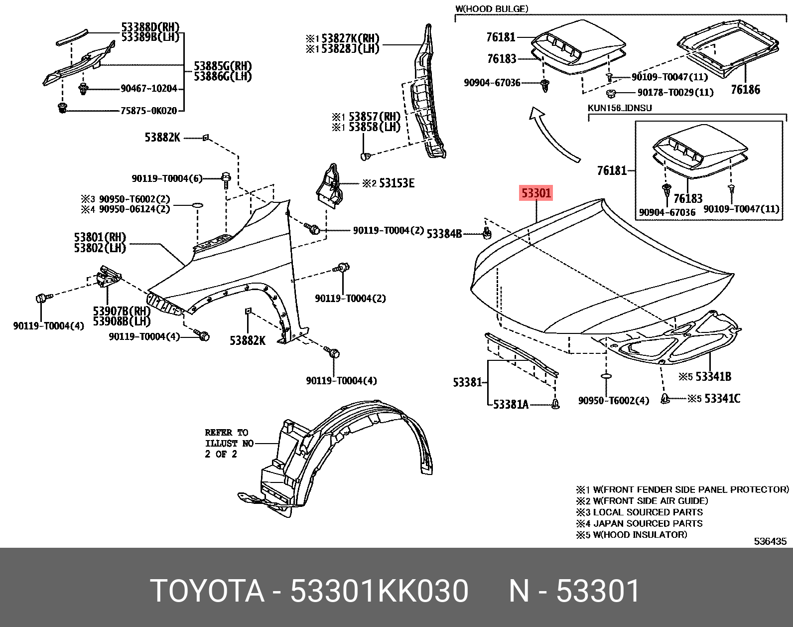 Toyota FORTUNER 16-20 HOOD [3] - 53301-KK030 | Spare Parts Shop ...