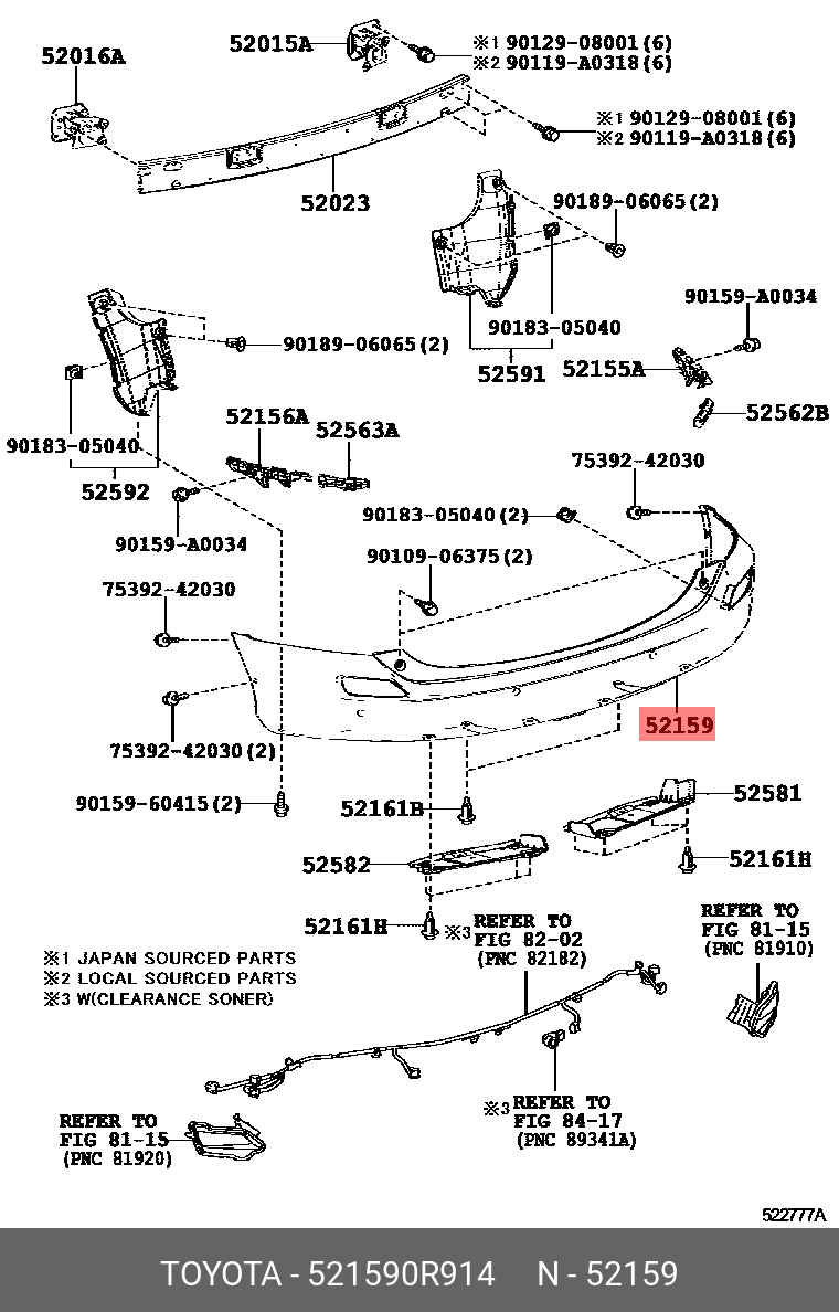 Toyota RAV4 16-19 BUMPER REAR UPPER TYG [2] - 52159-0R914 | Spare Parts ...