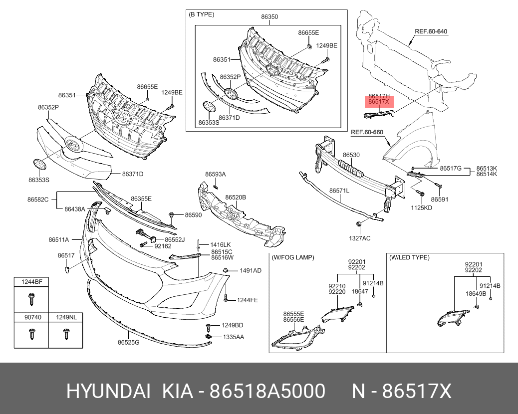 Hyundai ELANTRA 11-16 BUMPER BRACKET FRONT UPPER RH - 86518-A5000 ...