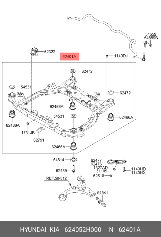 Hyundai ELANTRA 07-10 CROSSMEMBER - 62405-2H000 | Spare Parts Shop ...