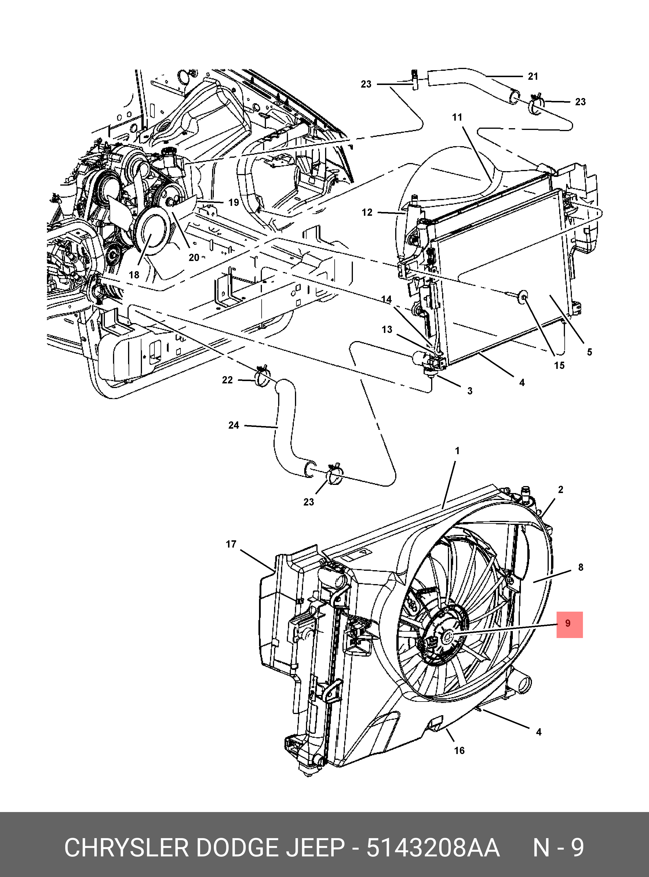 Jeep G CHEROKEE 05-10 FAN ASSEMBLY (COMMANDER) - 5143208AA | Spare ...