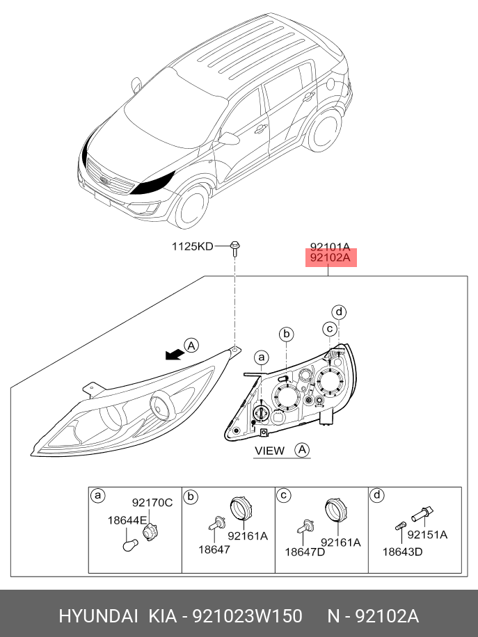 KIA SPORTAGE 11-16 HEAD LAMP LED RH USA(DOT LED) - 92102-3W150 | Spare ...