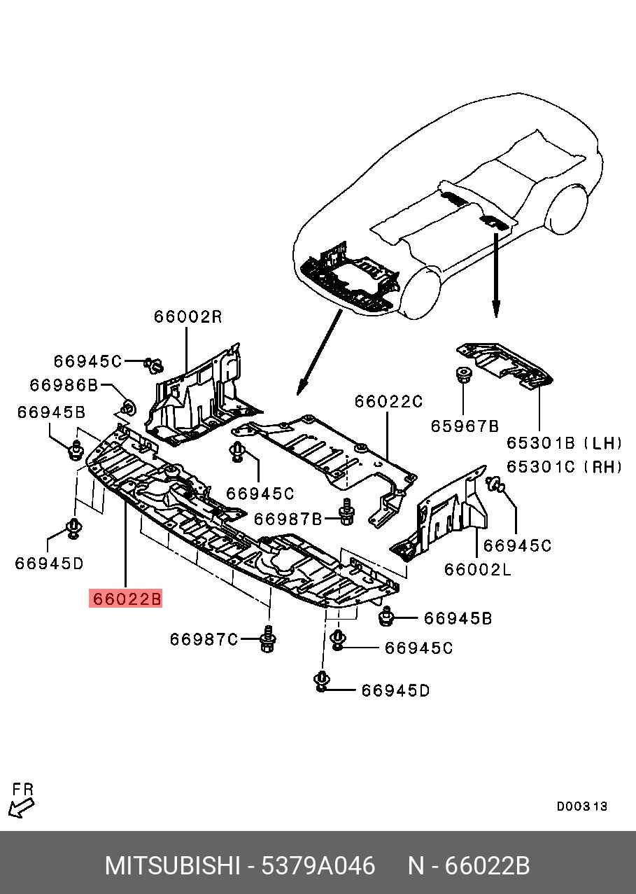 Mitsubishi LANCER 04-14 ENGINE SHIELD - 5379A046 | Spare Parts Shop ...