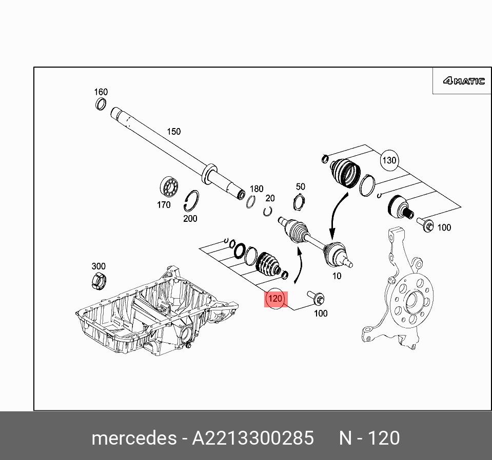 A2213300285 MERCEDES BENZ BOOT,INSIDE AXLE SHAFT-S(W221)