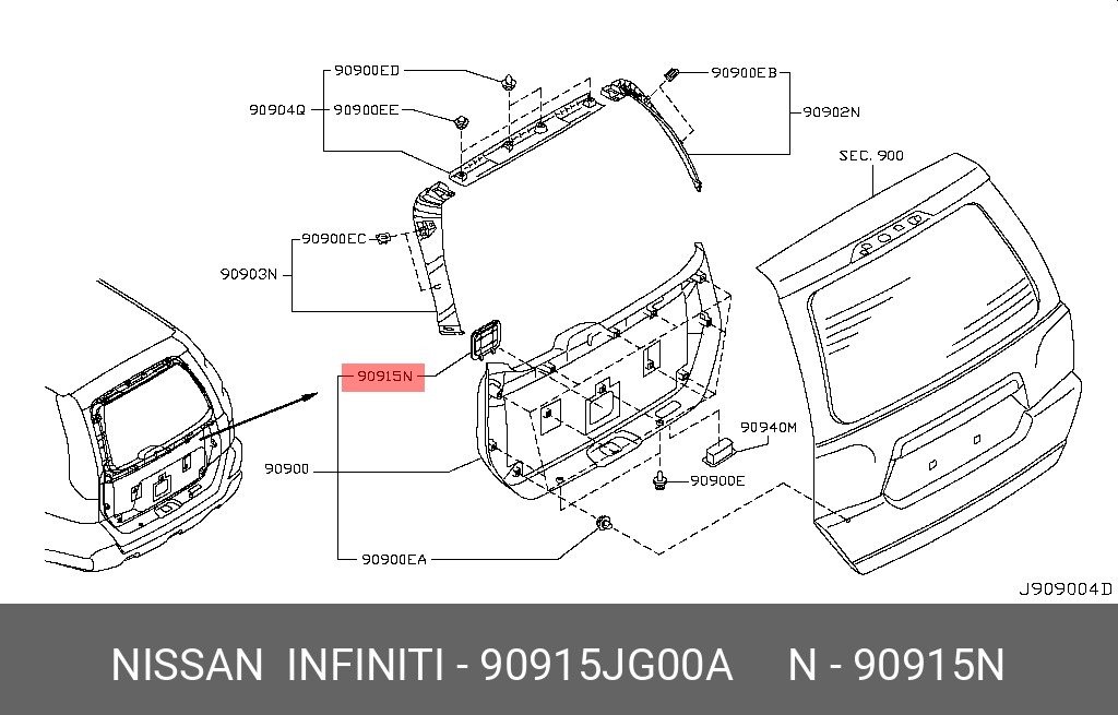 90915-JG00A NISSAN MASK BACK DOOR