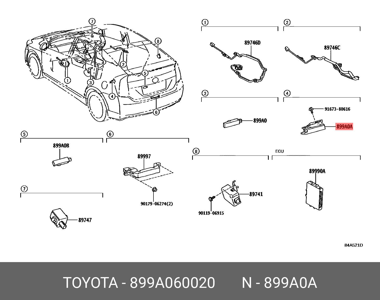 899A0-60020 TOYOTA LEXUS ANTENNA ASSY INDOOR