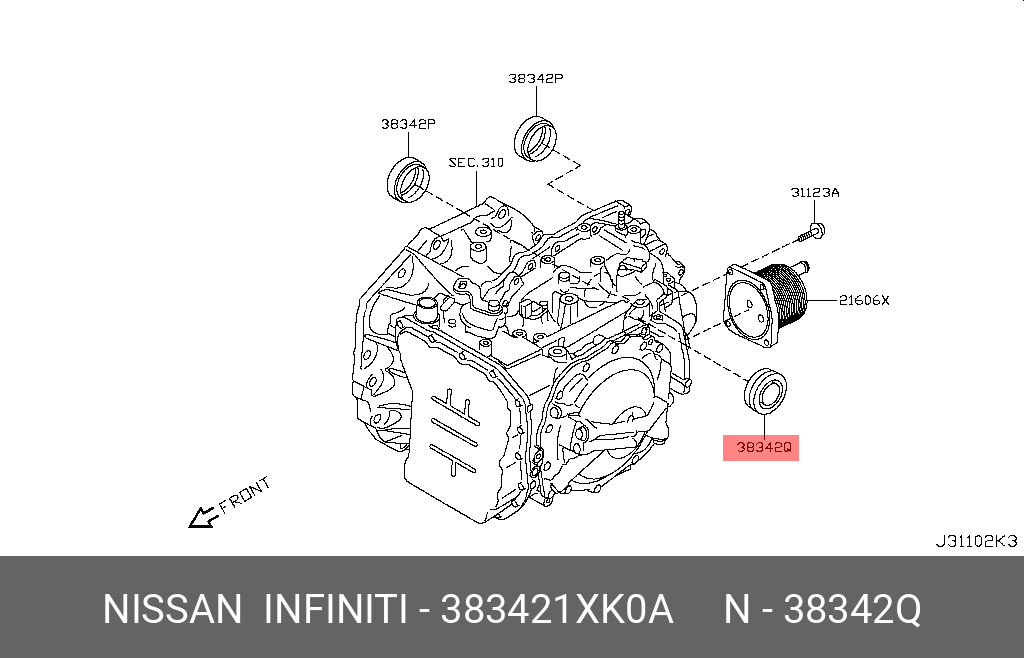 38342-1XK0A NISSAN SEAL-OIL