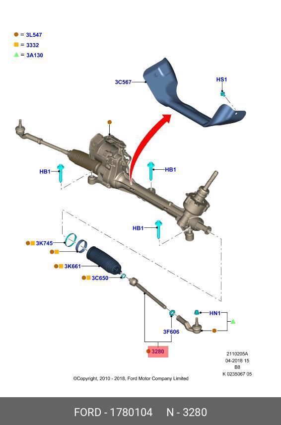 1780104 FORD ROD ASSY SPINDLE CO