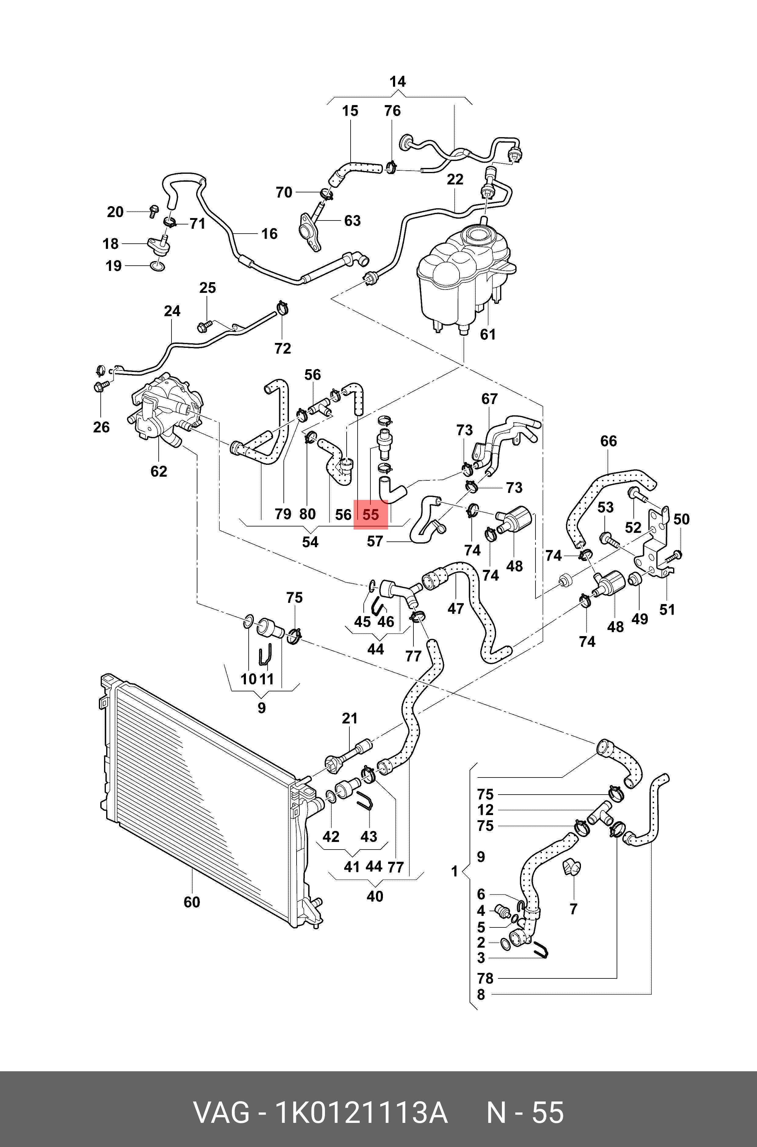 1K0 121 113 A VOLKSWAGEN Thermostat