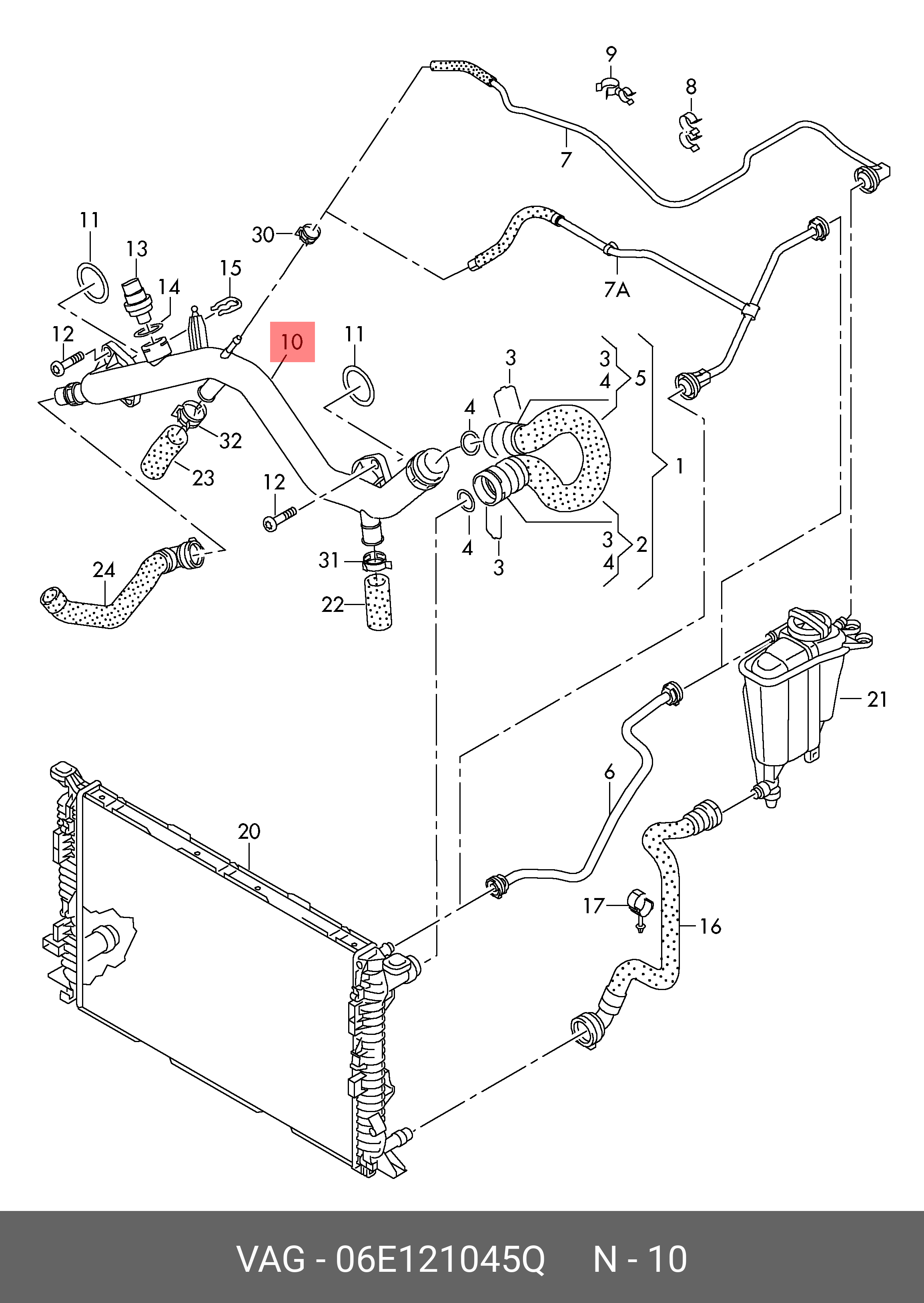 06E 121 045 Q VOLKSWAGEN Coolant hose