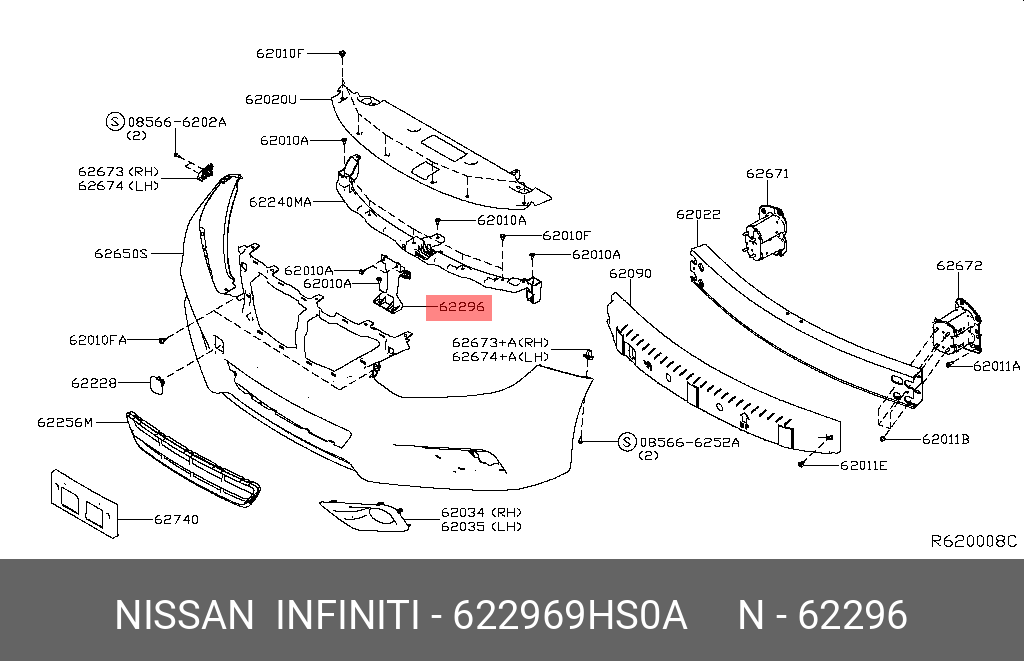 Nissan ALTIMA 13-18 BUMPER RETAINER SMC FRONT - 62296-9HS0A | Spare ...
