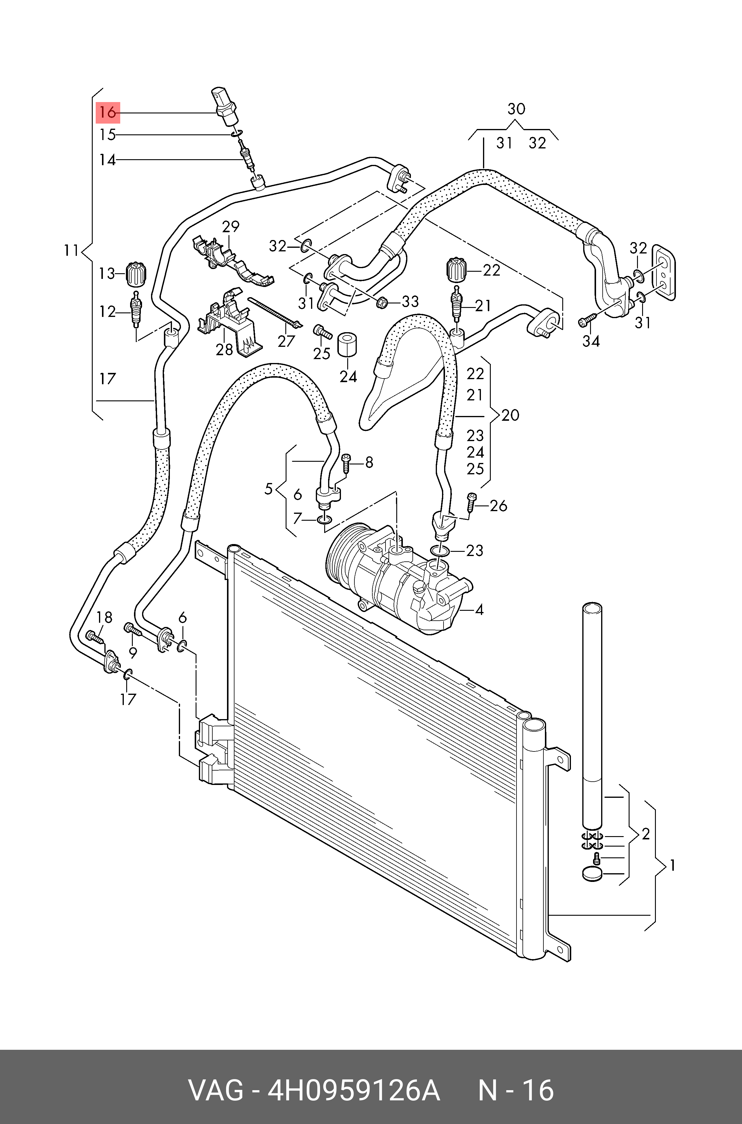 4H0 959 126 A VOLKSWAGEN AC PRESSURE SWITCH/A3/A4/A5/A6