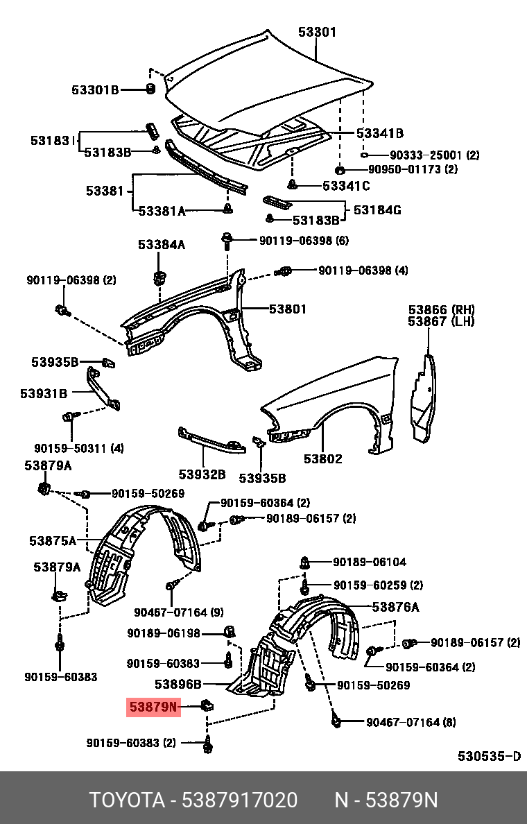 53879-17020 GENUINE TOYOTA 5387917020, YARIS 202002-, KSP210, MXPA1 ...