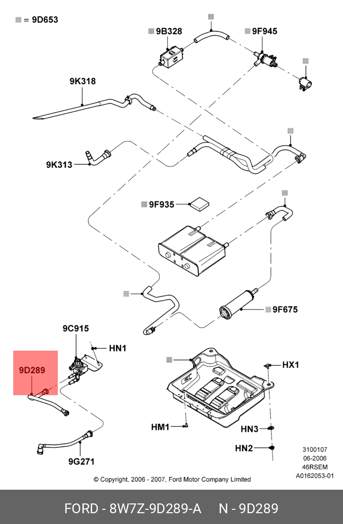 8W7Z-9D289-A FORD TUBE ASY - FUEL VAPOUR SEPARAT