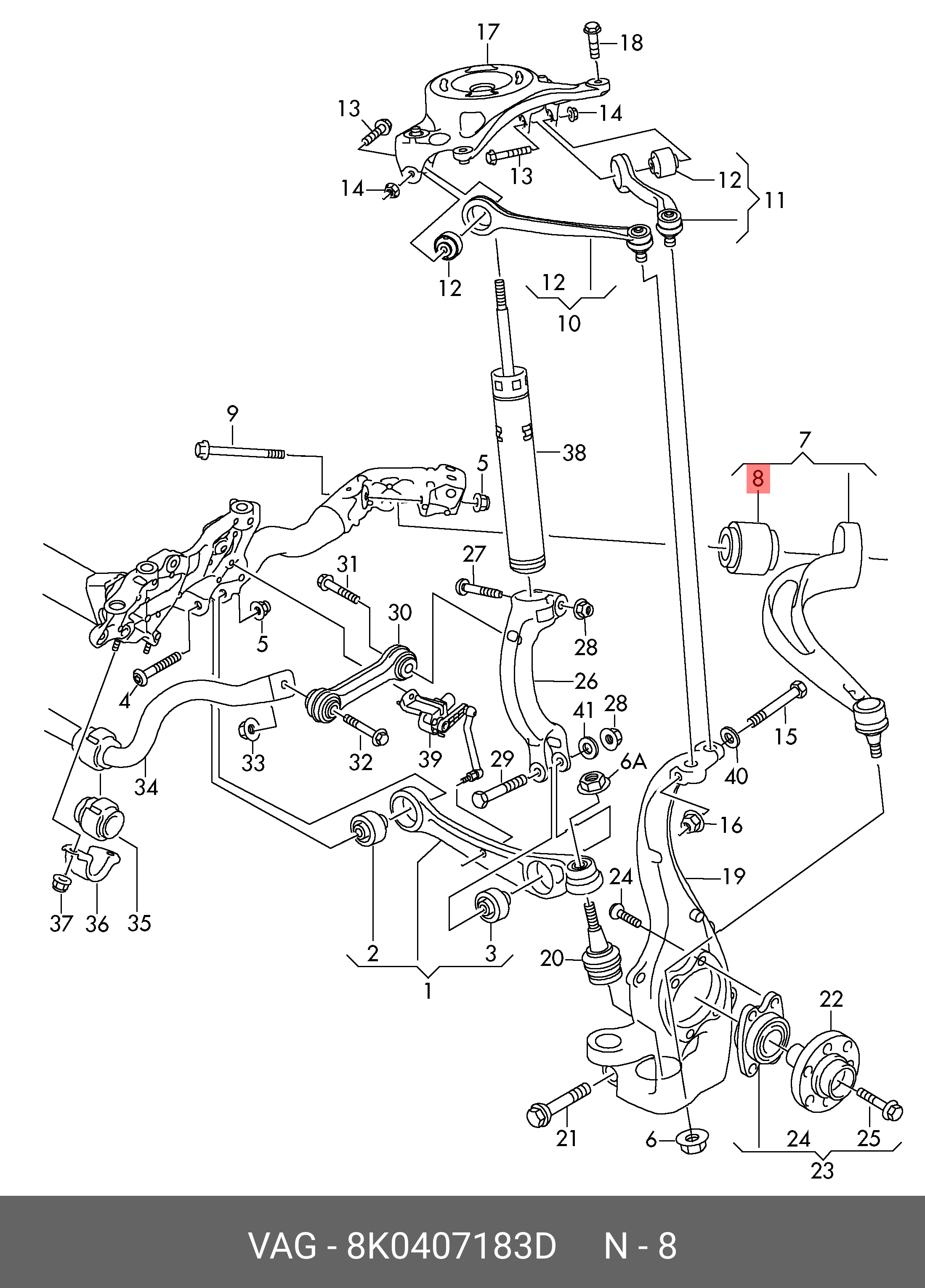 8K0 407 183 D VOLKSWAGEN BUSHING