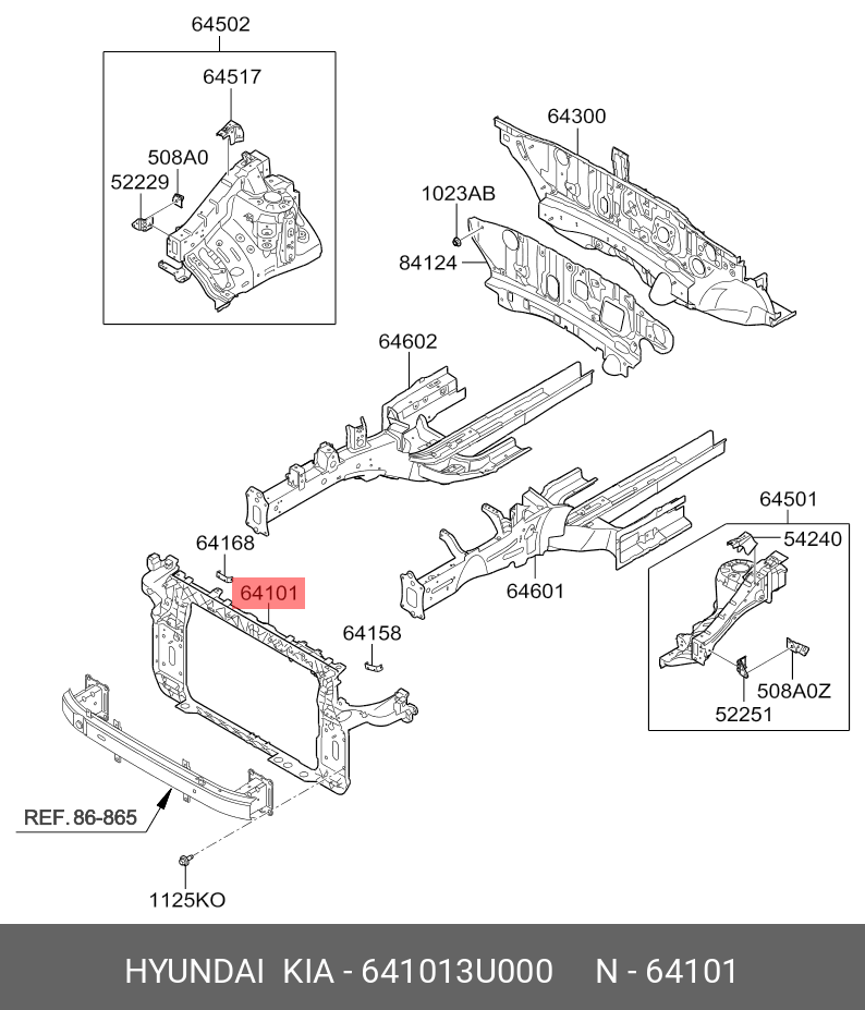 KIA SPORTAGE 11-16 RADIATOR SUPPORT - 64101-3U000 | Spare Parts Shop ...