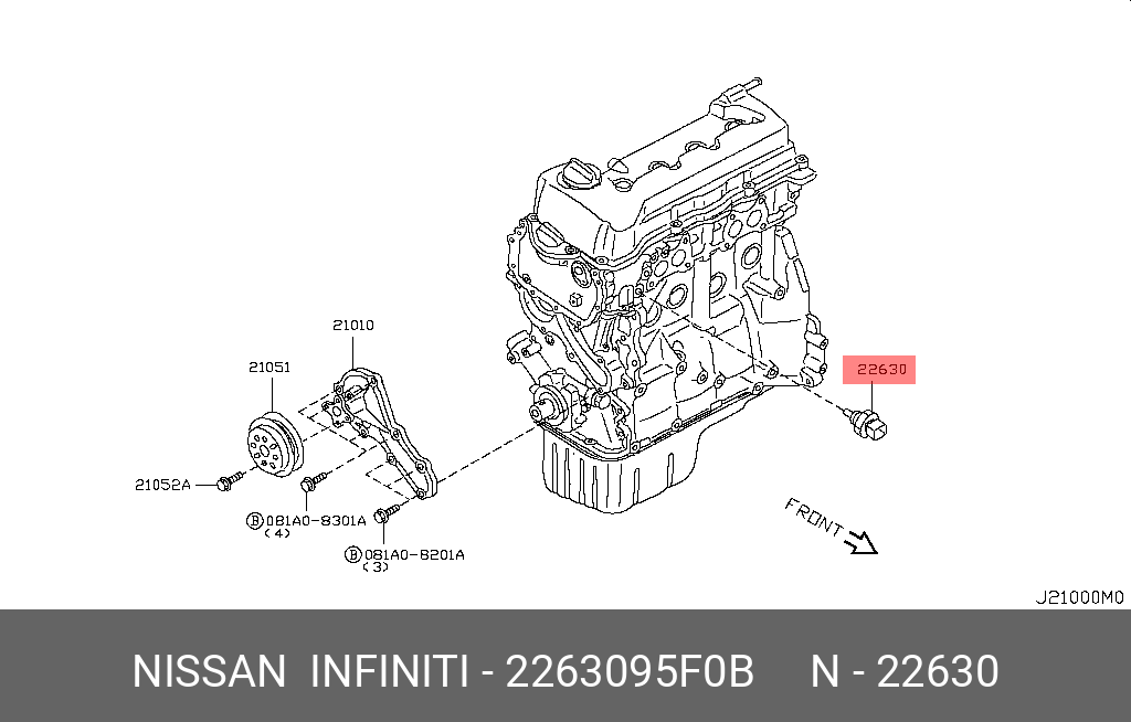 22630-95F0B NISSAN SENSOR ASSY-TEM