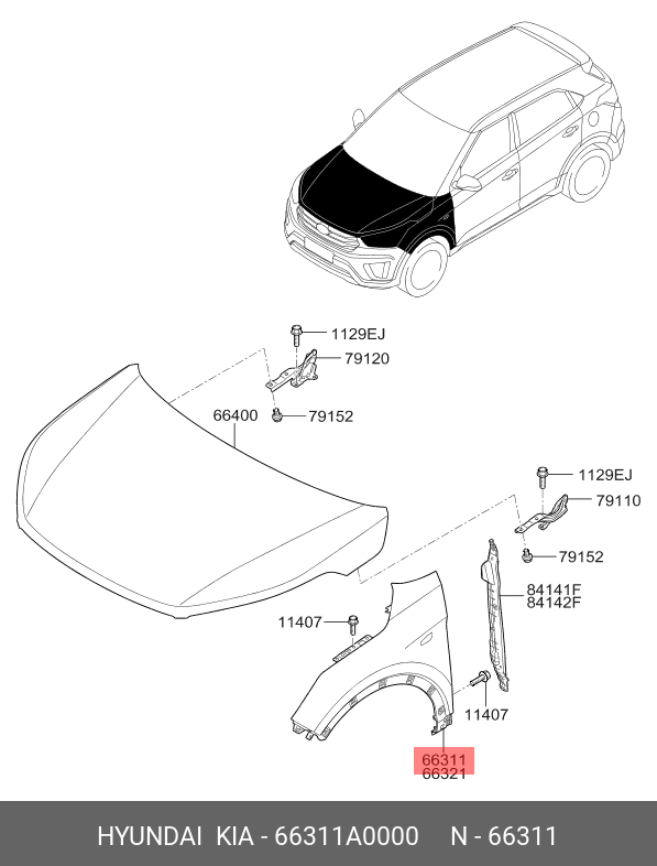 Hyundai CRETA 15-20 FENDER LH - 66311-A0000 | Spare Parts Shop ...